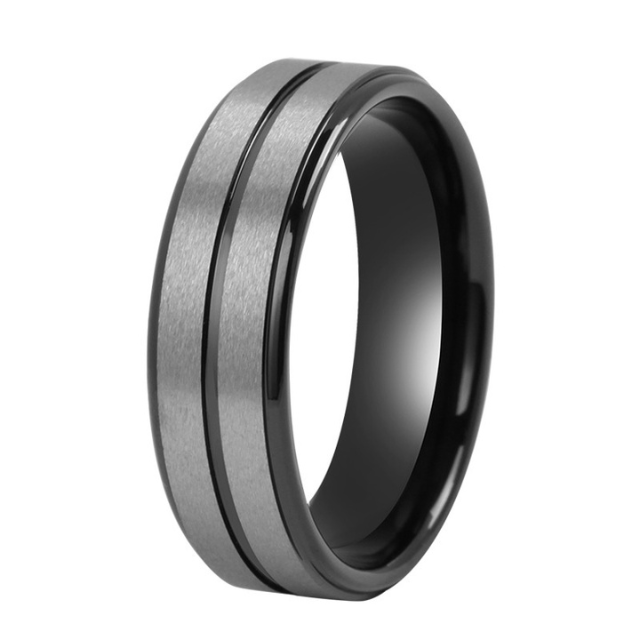 Tungsten Grey Matt & Black Shiny Ring – ApolloGem